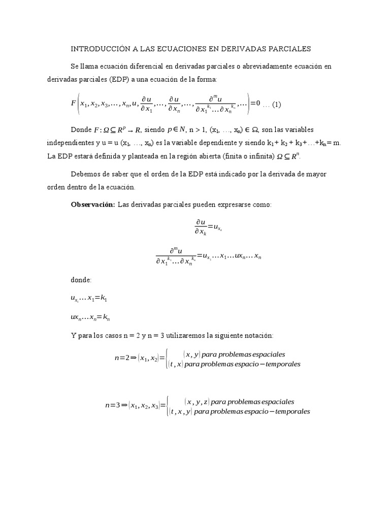 Introducción A Las Ecuaciones en Derivadas Parciales | PDF | Ecuación diferencial parcial ...