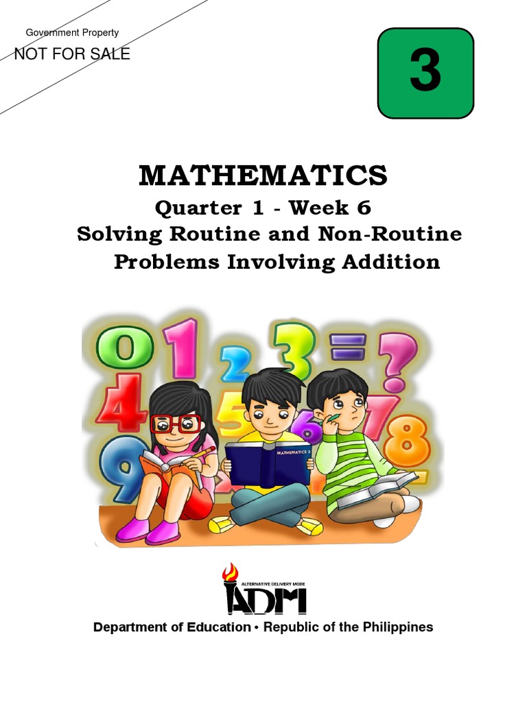 Module 6 Solving Routine Non Routine Problems Involving Addition Pdf Law And Economics
