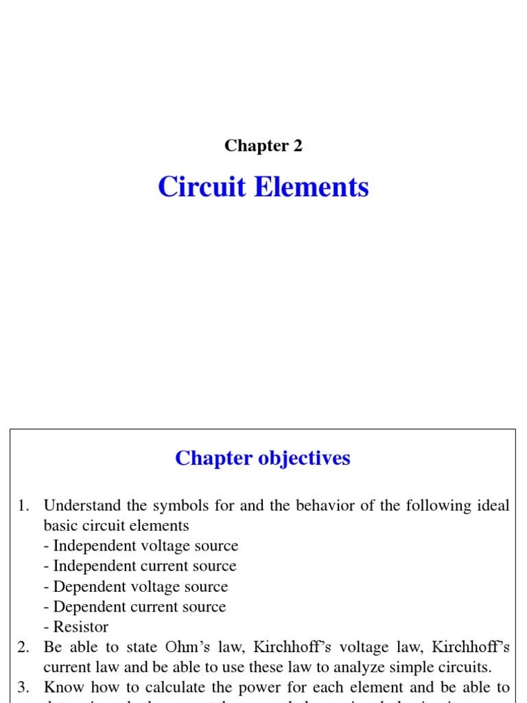 Chapter 2 Circuit Elements Nlh Pdf Electrical Network Electrical