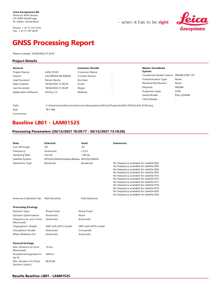 LAM - 01525 GNSS Processing Report | PDF