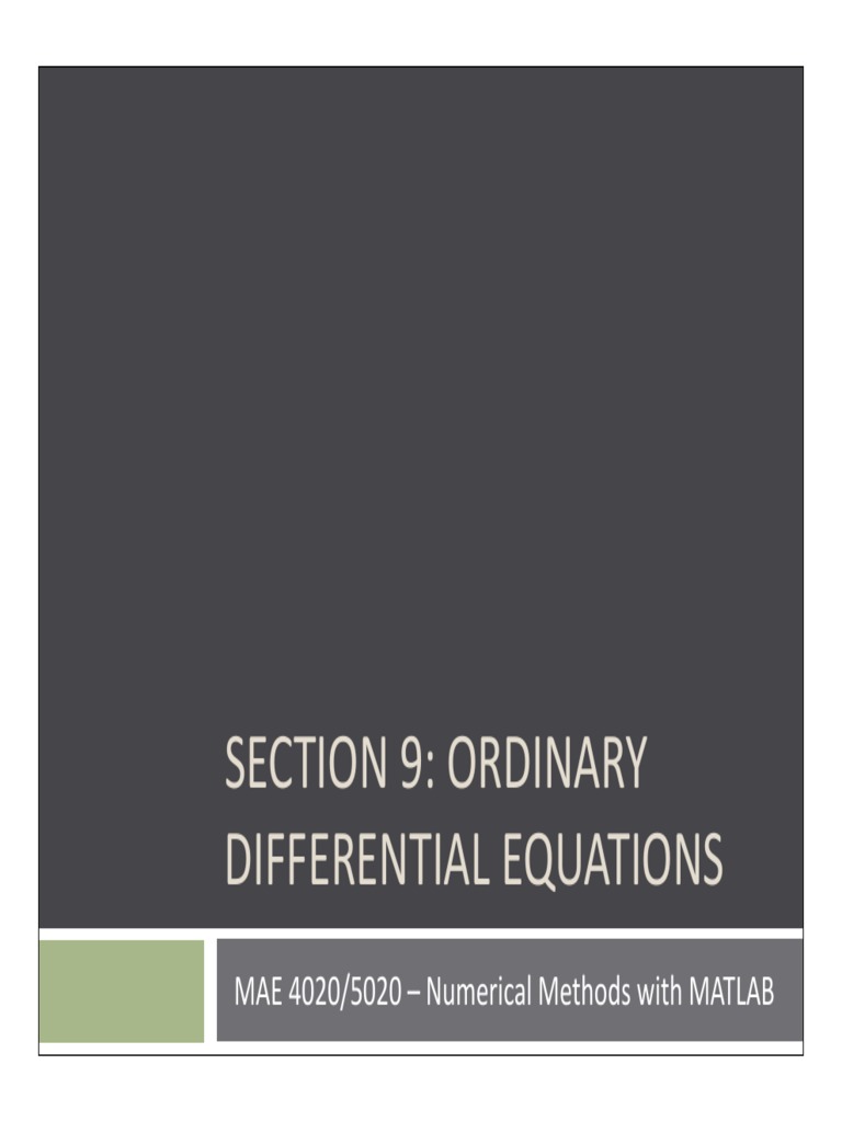 ODE Numerical Methods in MATLAB | PDF | Ordinary Differential Equation ...