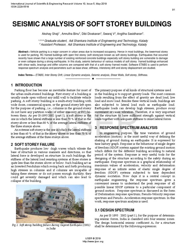 Seismic Analysis of Soft Storey Buildings | PDF | Deformation ...