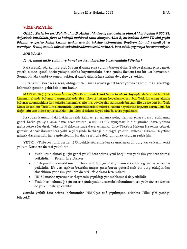 İcra İflas Vize Pratik | PDF