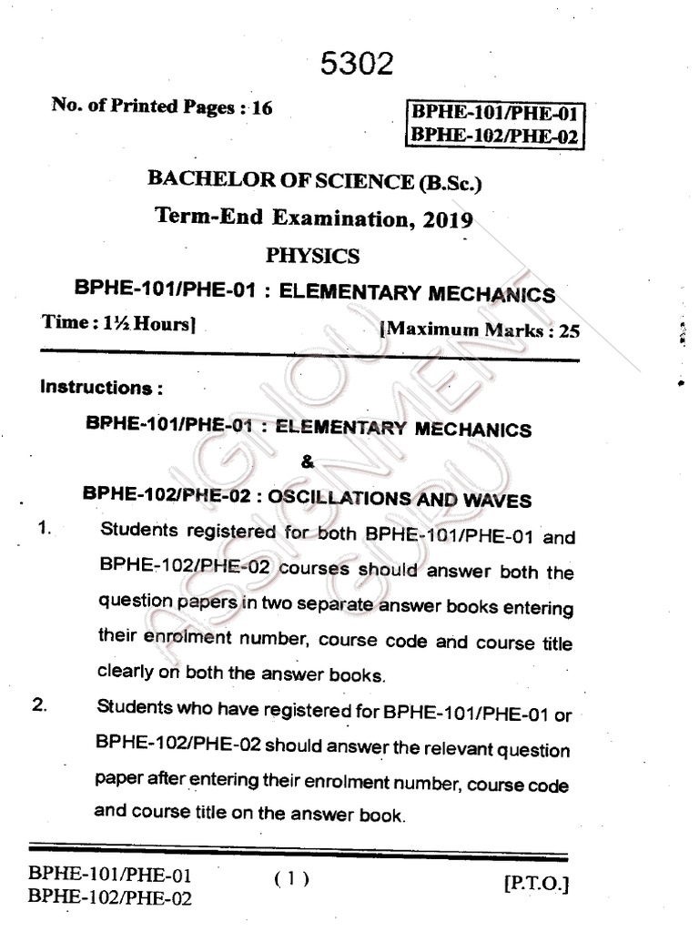 Bphe-101 Phe-01 - Eng | PDF | Force | Mass