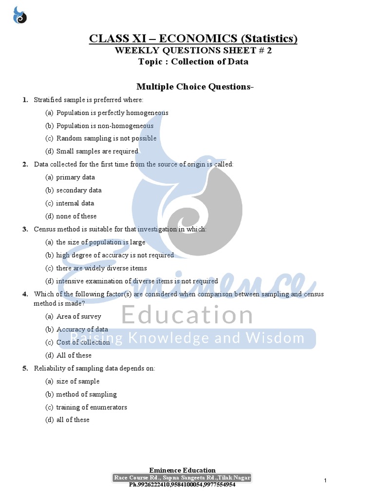 Chapter 2 Collection of Data Questions | PDF | Sampling (Statistics) | Survey Methodology