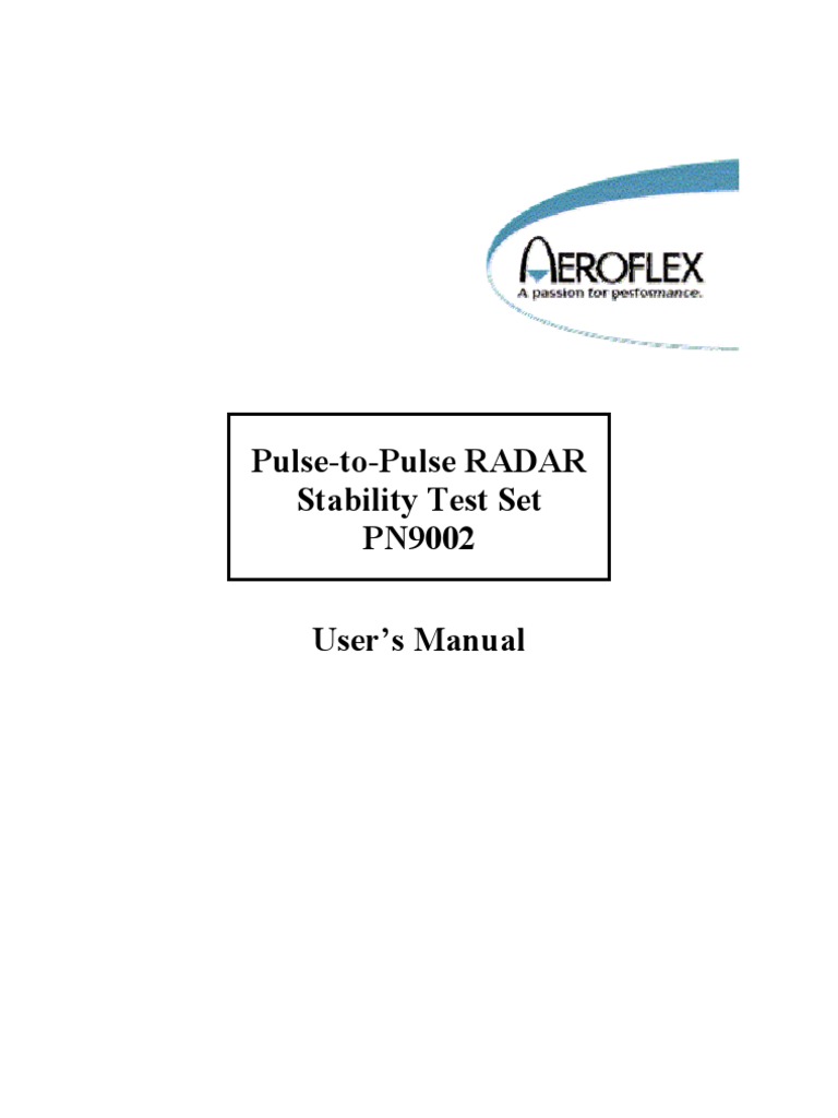 Pulse-to-Pulse RADAR Stability Test Set PN9002 User's Manual | PDF ...