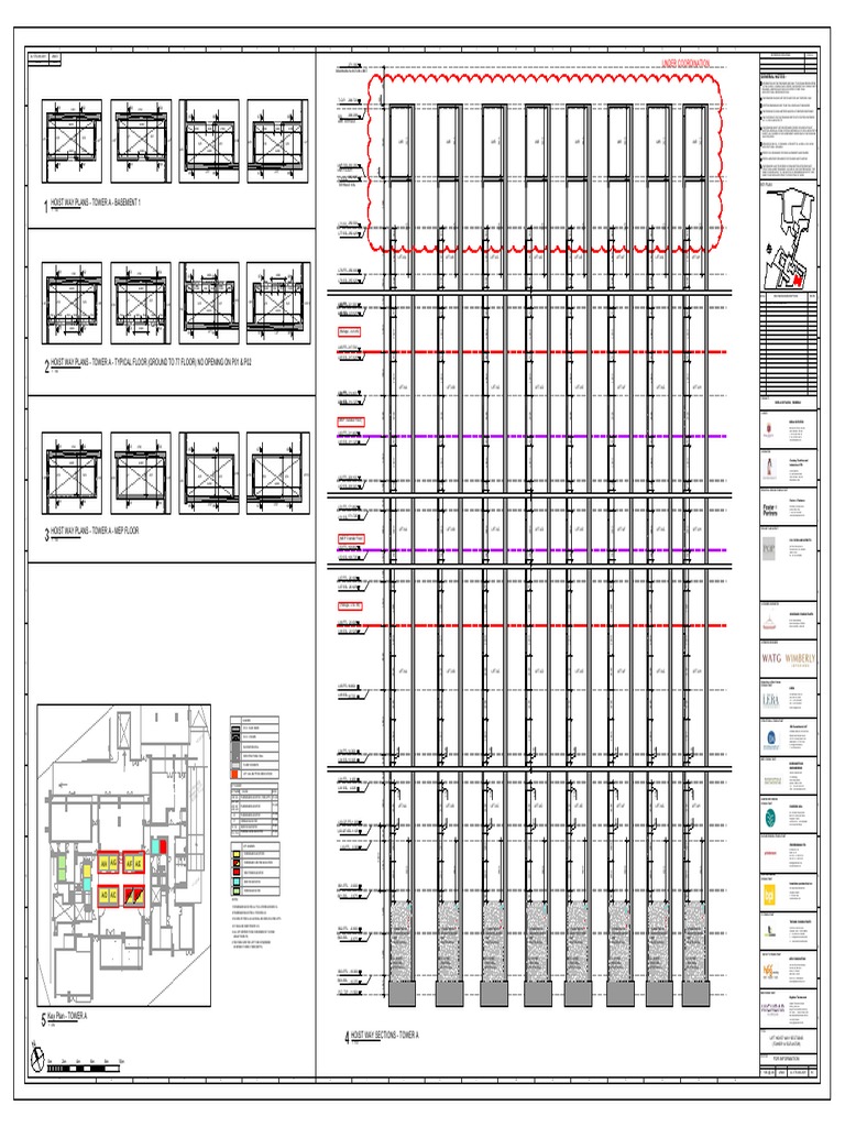 Hoist Way Plans - Tower A - Basement 1: Under Coordination | PDF