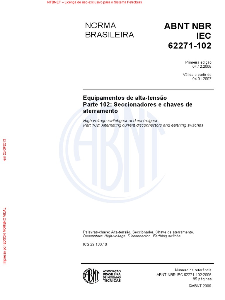 NBR IEC 62271 - 102 - 2006 Seccionadores | PDF | Rede elétrica ...