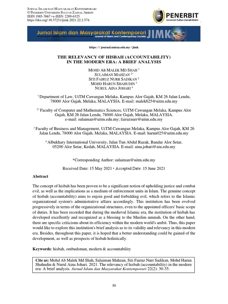 The Relevancy of Hisbah Accountability I | PDF | Sharia | Abrahamic ...