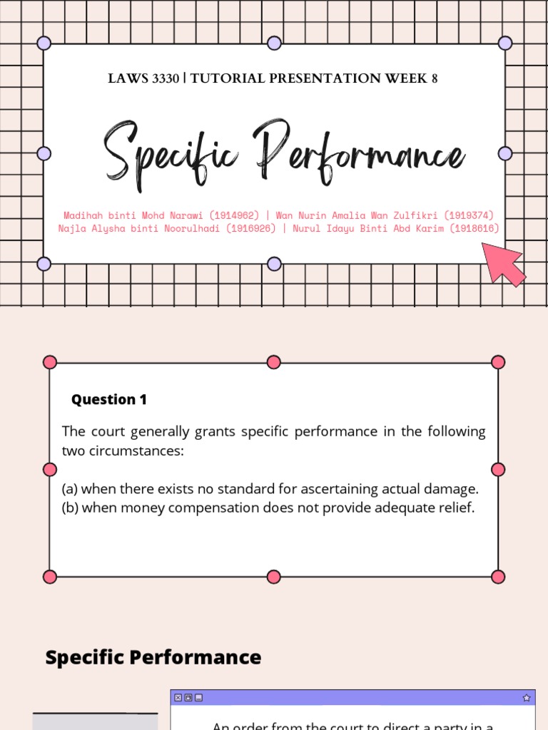 Group 3 - Q1 & Q3 Specific Performance | PDF | Specific Performance | Legal Remedy