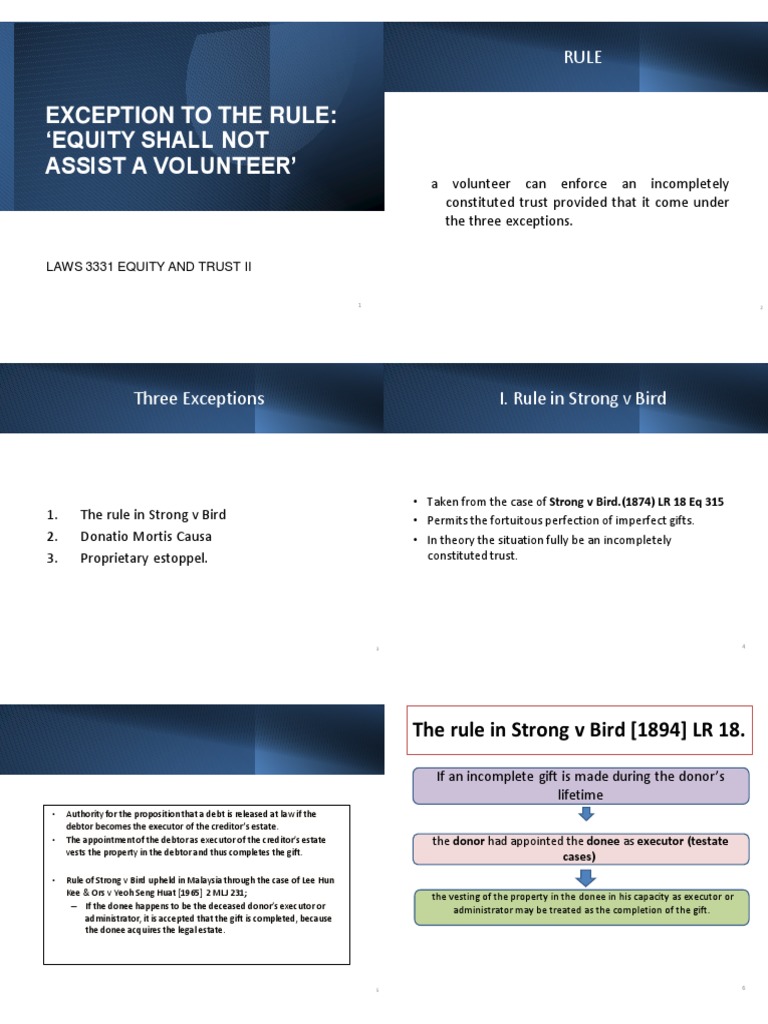 Exception To Rule Equity | PDF | Debt | Common Law