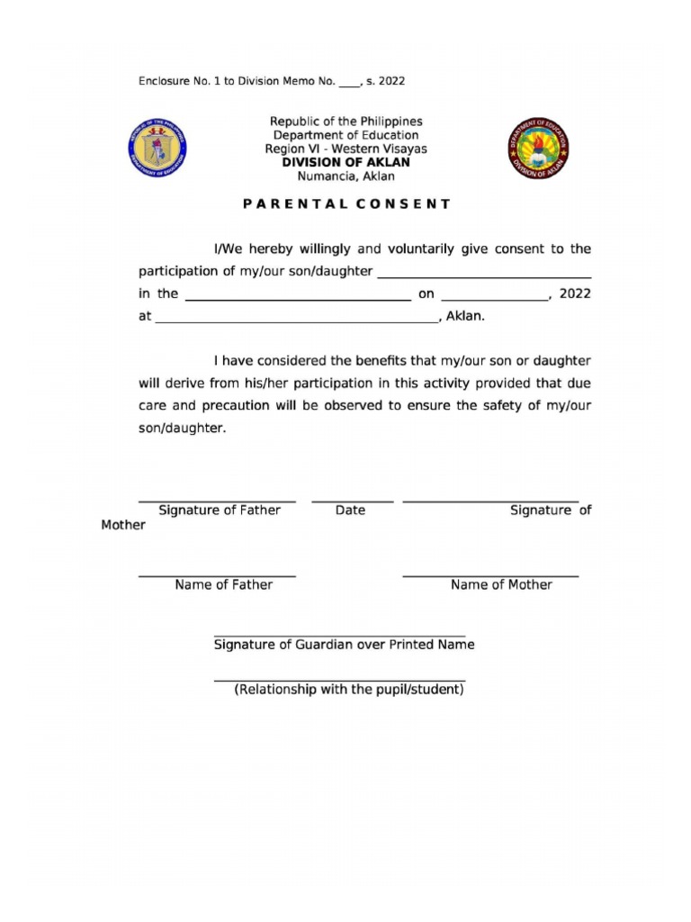 Parental Consent Kab 2022 2023 | PDF