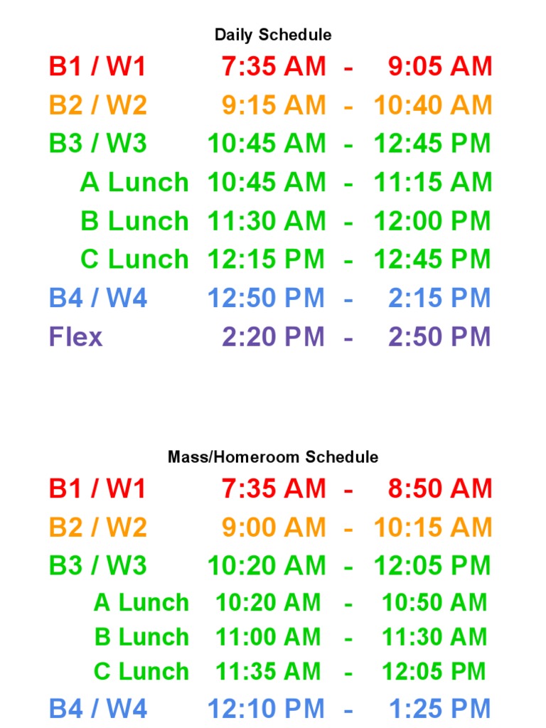 Classroom Schedules | PDF