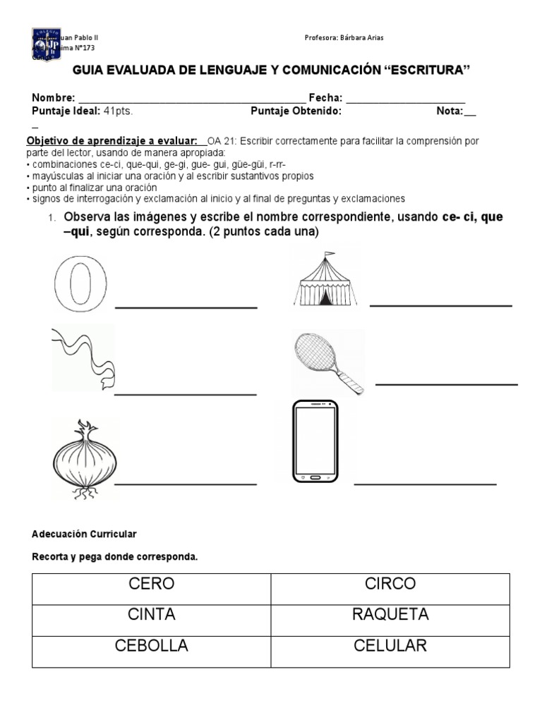 Guia Evaluada Lenguaje | PDF | Lingüística | Cognición