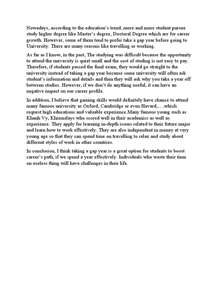 Gap Year | PDF | Career & Growth | Business