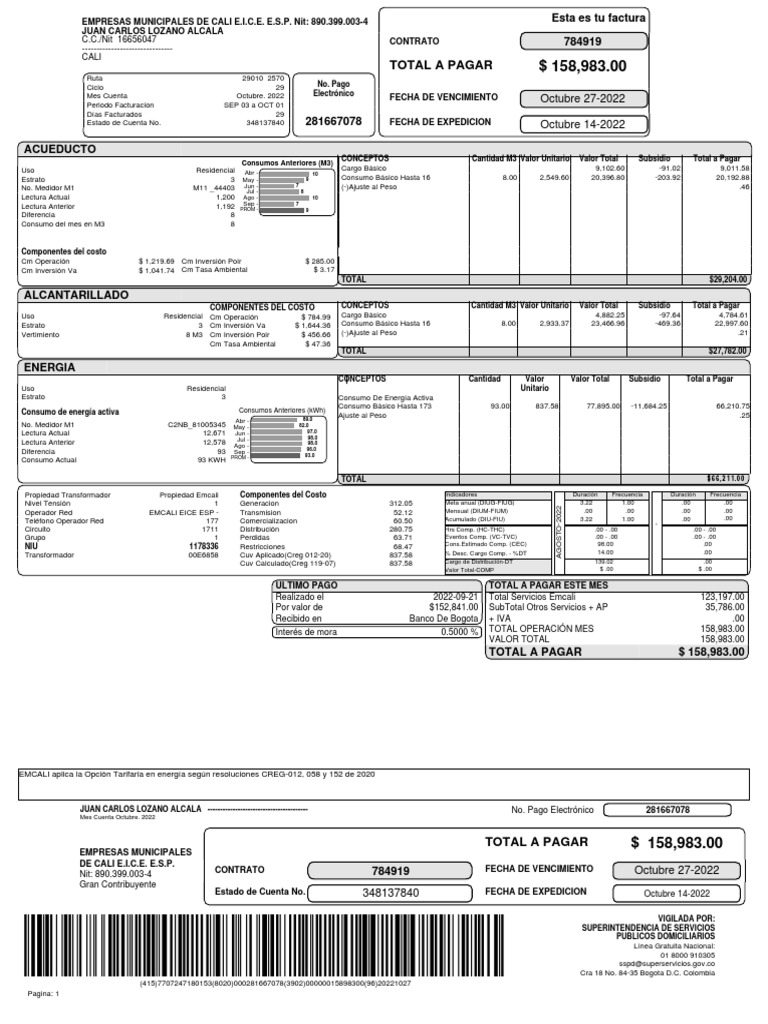 Duplicado Factura Emcali | PDF