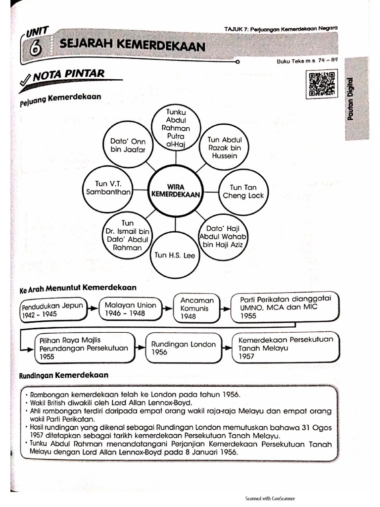 Nota Sejarah Tahun 5 Unit 6 Sejarah Kemerdekaan | PDF