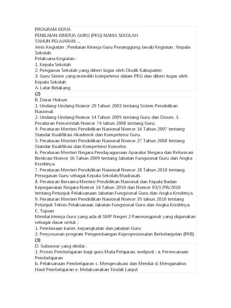 Program Kerja PKG | PDF | Karier & Perkembangan