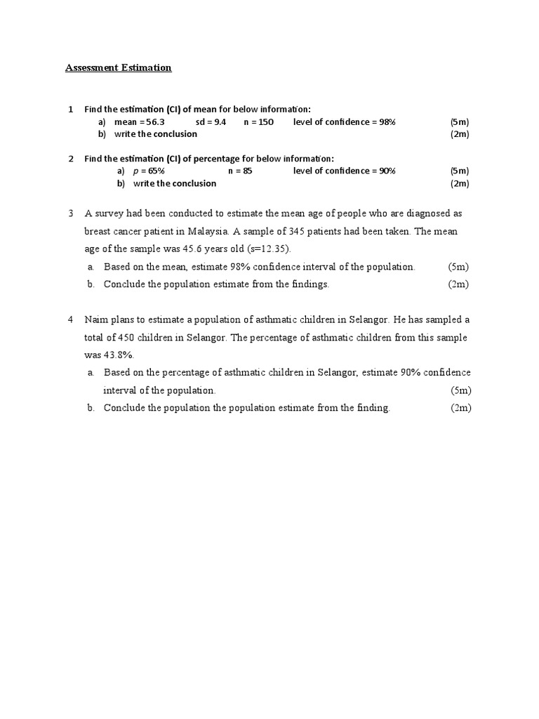 Assessment Estimation | PDF
