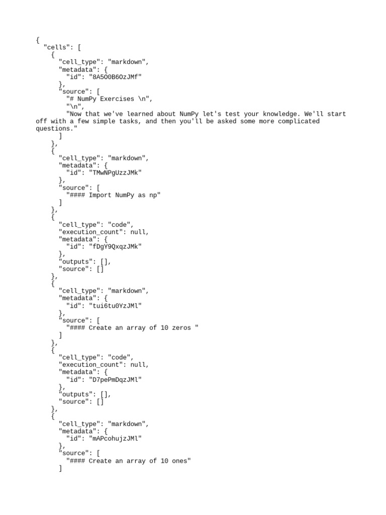 Numpy Assignment 1 - 493656.plain | PDF | Matrix (Mathematics) | Algebra Numpy Assignment 1 - 493656.plain | PDF | Matrix (Mathematics) | Algebra