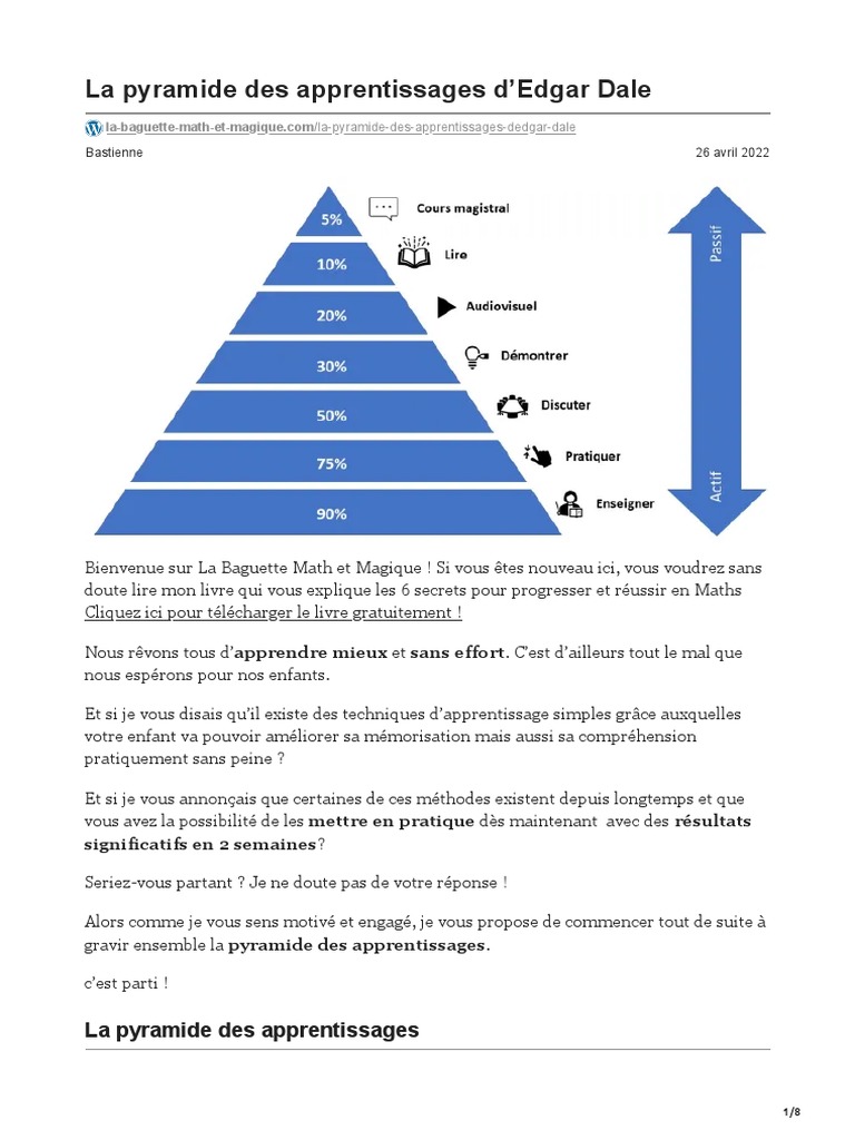 La Pyramide Des Apprentissages Dedgar Dale | PDF | Apprentissage | Pédagogie