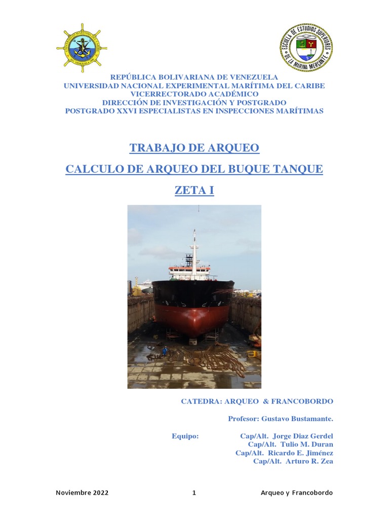 Trabajo Sobre Arqueo de Buque Zeta 1 Equipo 1 V3 | PDF | Venezuela | Volumen