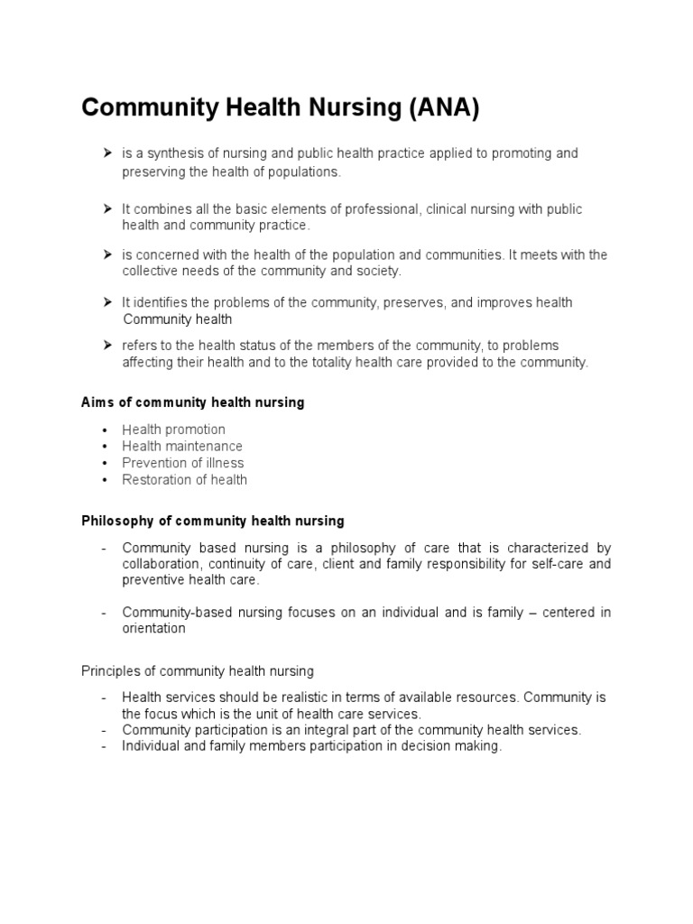 Principles of Community Health Nursing | PDF | Health Care | Health ...