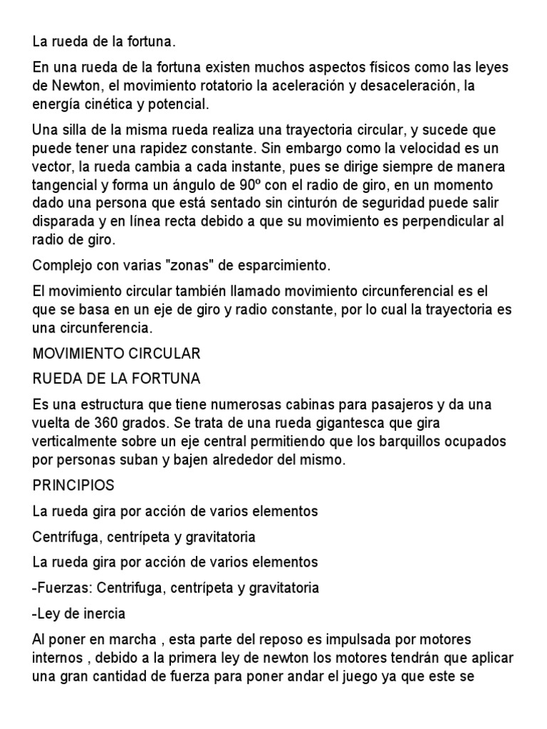 La Rueda de La Fortuna | PDF | Aceleración | Fenómenos científicos