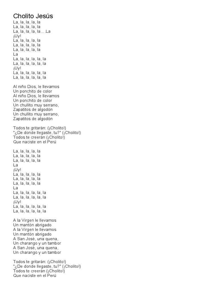 Letra y acordes de Cholito Jesús | PDF