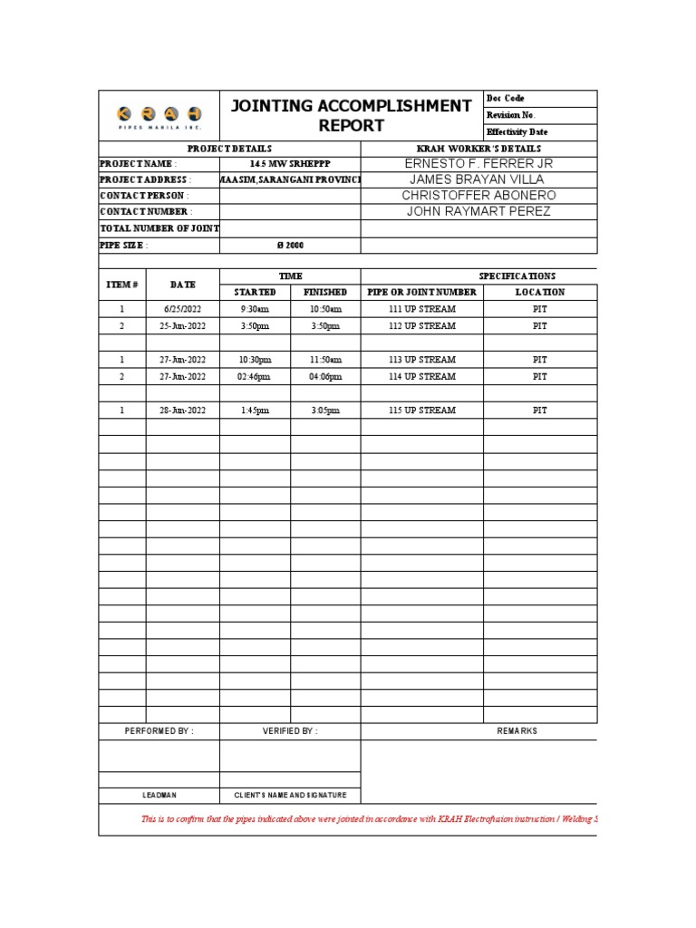 Jar Report June 25 To 28 | PDF | Mechanical Engineering | Plumbing