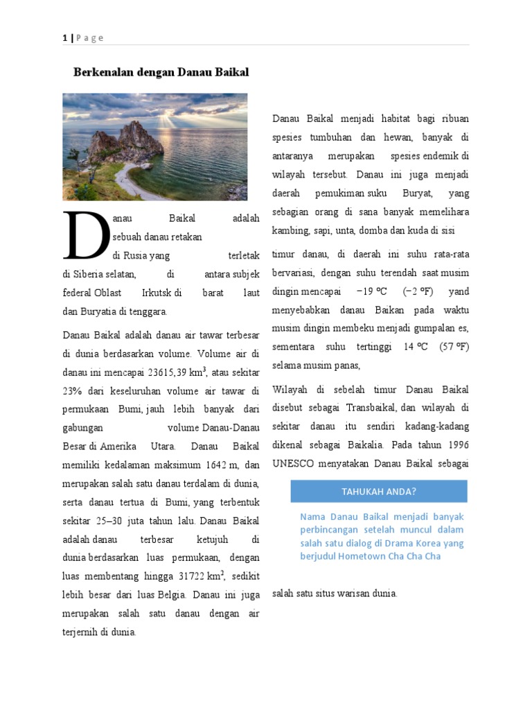 Berkenalan Dengan Danau Baikal | PDF Berkenalan Dengan Danau Baikal | PDF