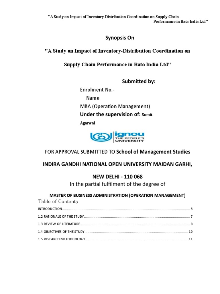 IGNOU Synopsis | PDF | Supply Chain | Logistics