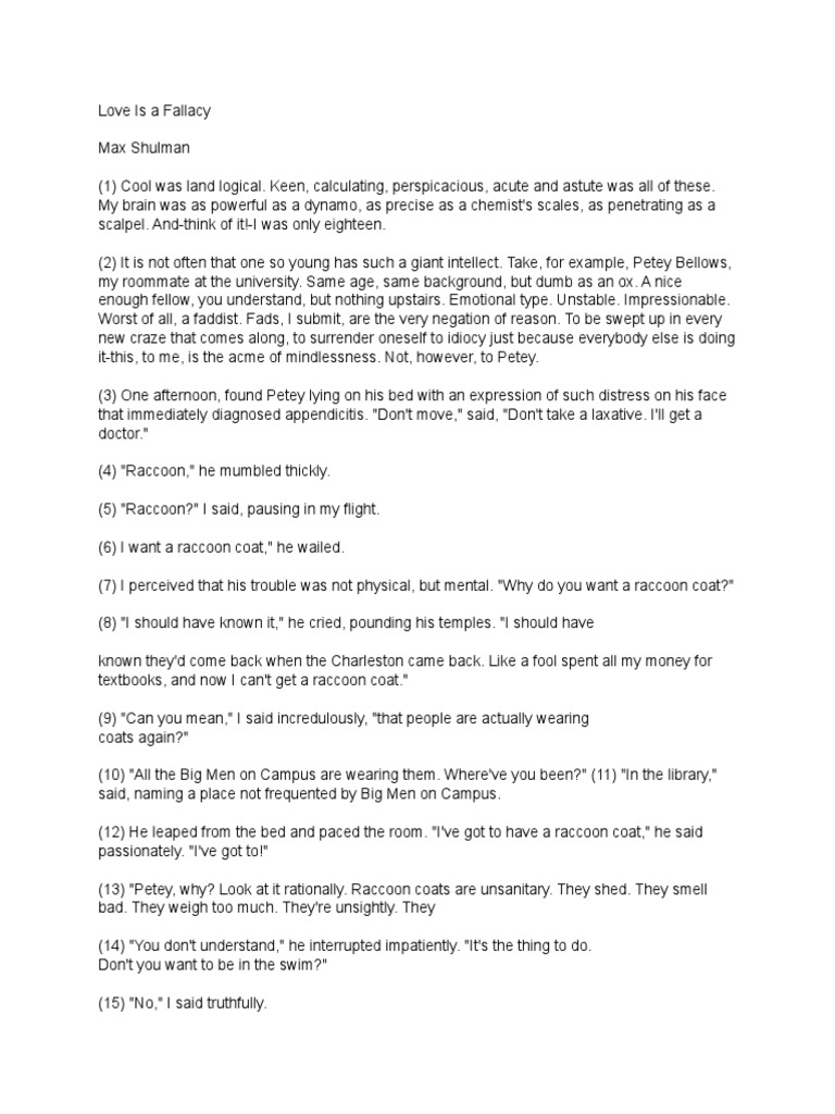 Love Is A Fallacy | PDF