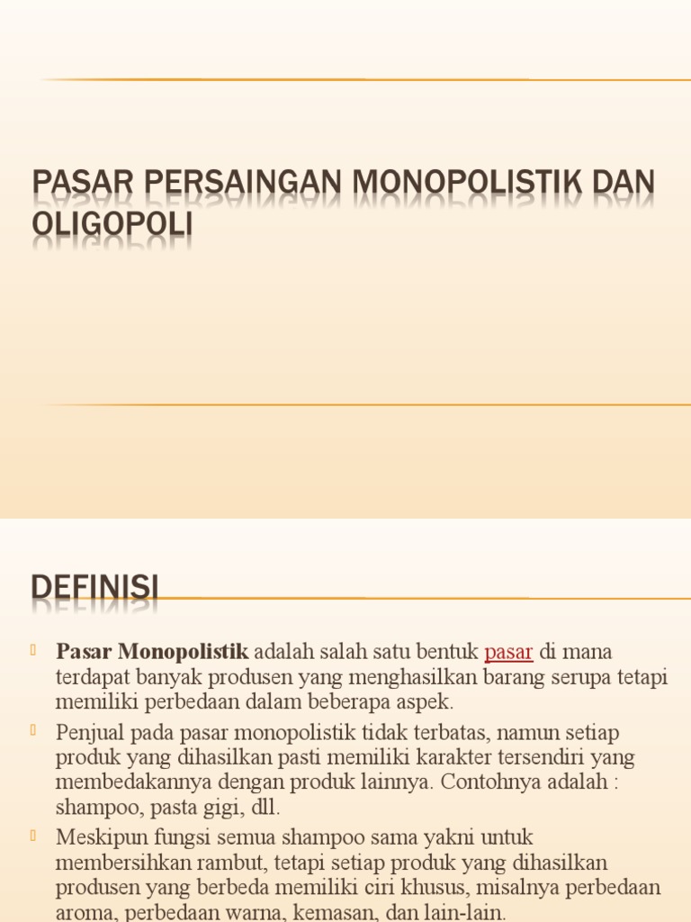 Pasar Persaingan Monopolistik Dan Oligopoli Pdf
