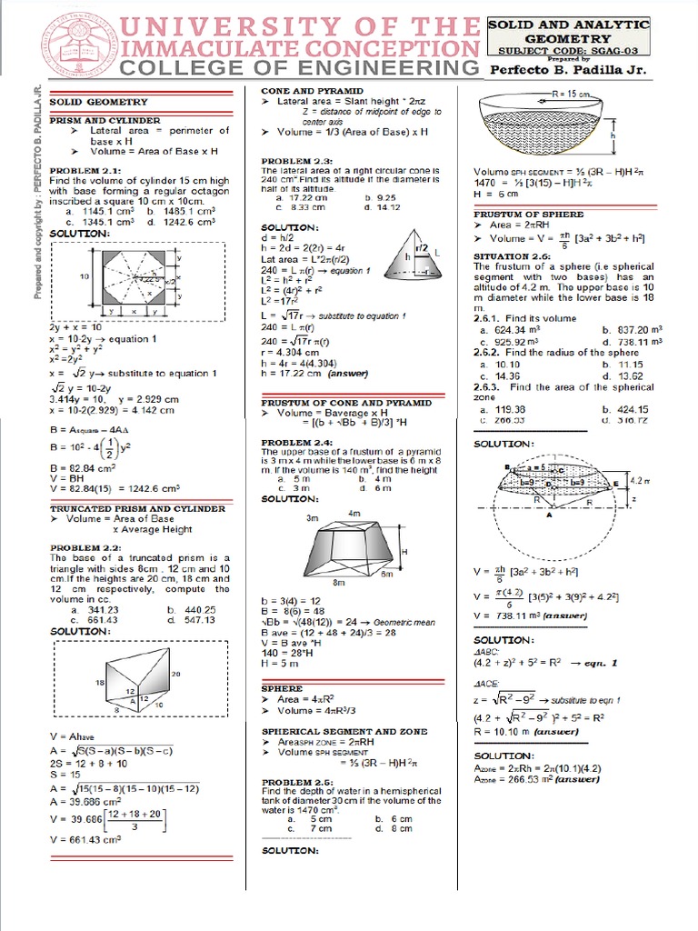 Module 3 - Solid & Analytic Geometry | PDF