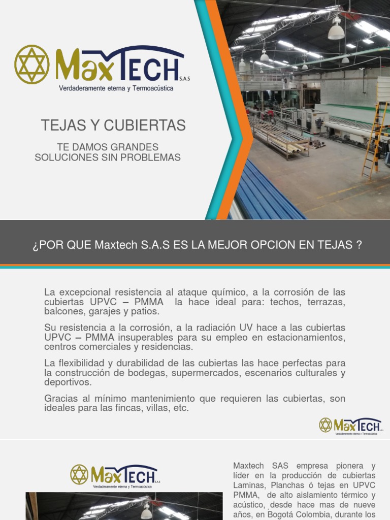 Presentacion Cubiertas Maxtech | PDF | Extrusión | Tornillo