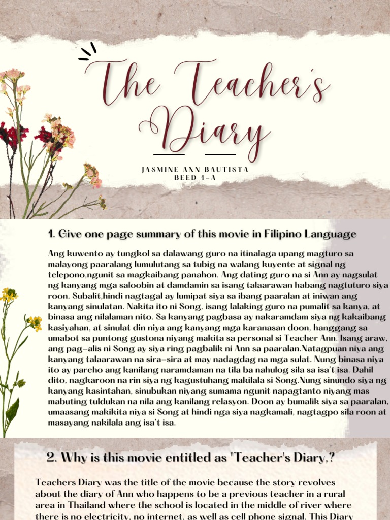 The Teacher's Diary (Bautista, Jasmine Ann) | PDF | Teaching Method | Teachers