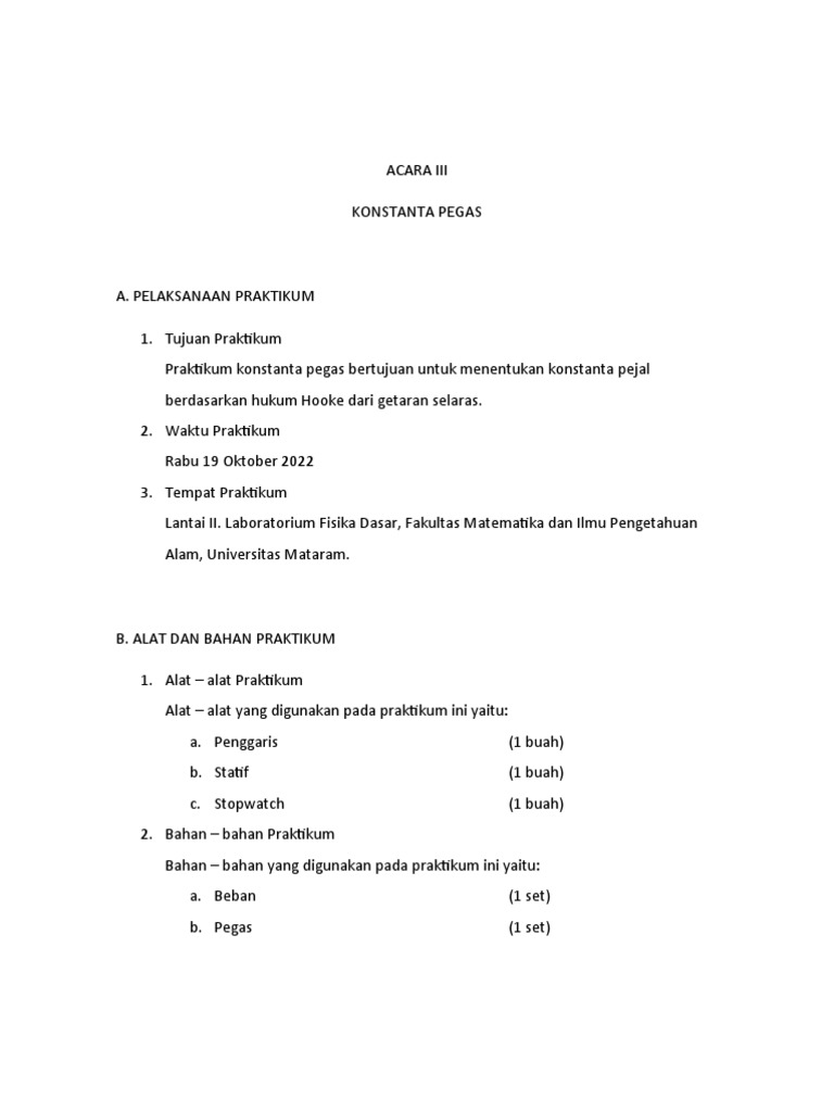 Praktikum Konstanta Pegas | PDF