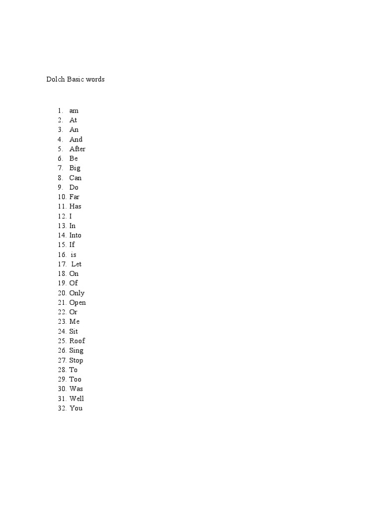 Basic Sight Words | PDF