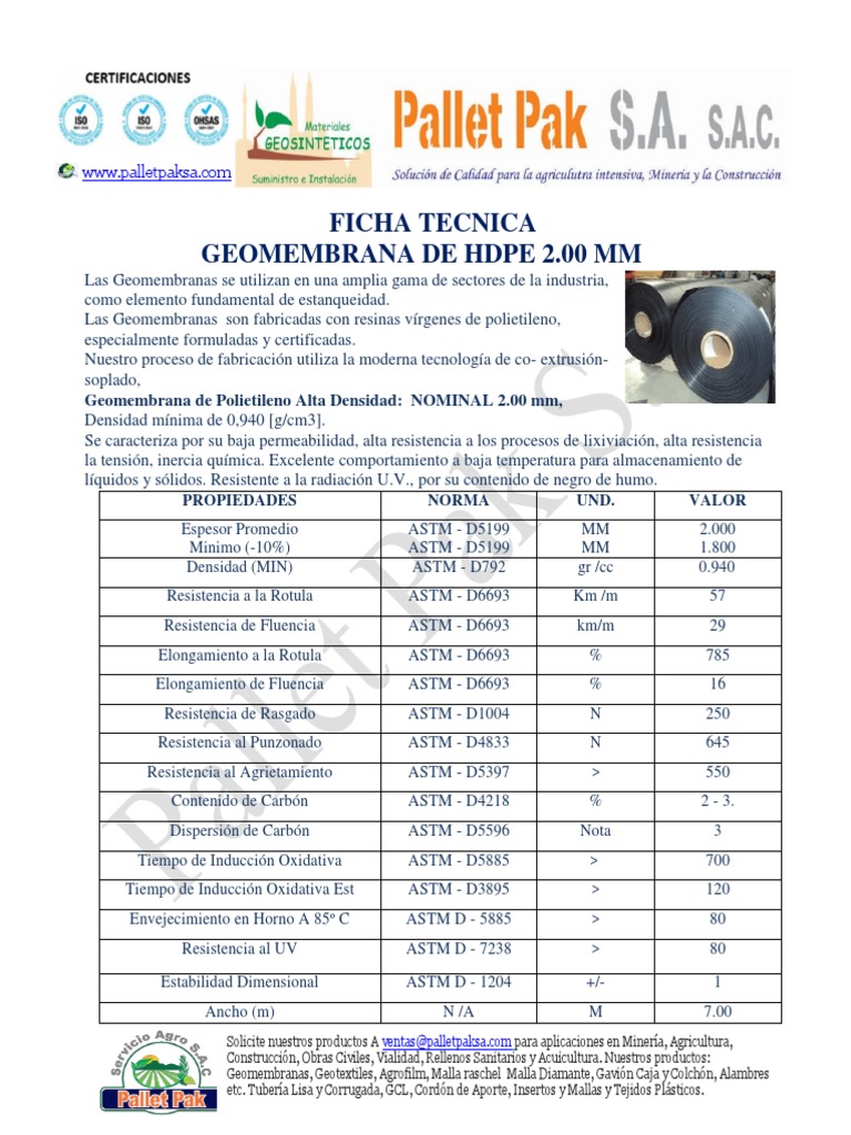 Geomembranas HDPE y ASTM D6693 | PDF | Materiales | Química