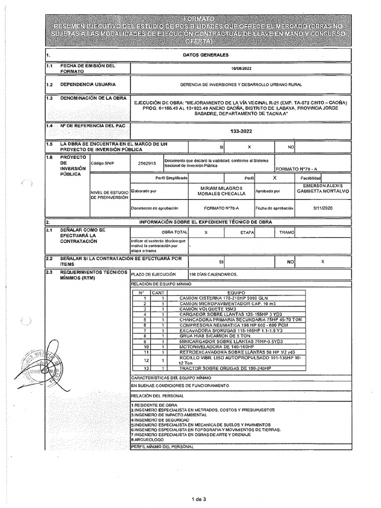Resumen Ejec LP7 20220819 073842 811 | PDF | Ingeniero civil | Presupuesto