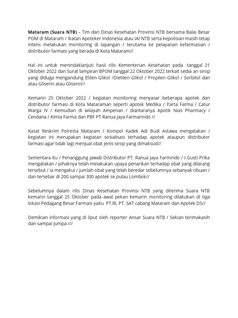 Contoh Naskah Berita Radio | PDF