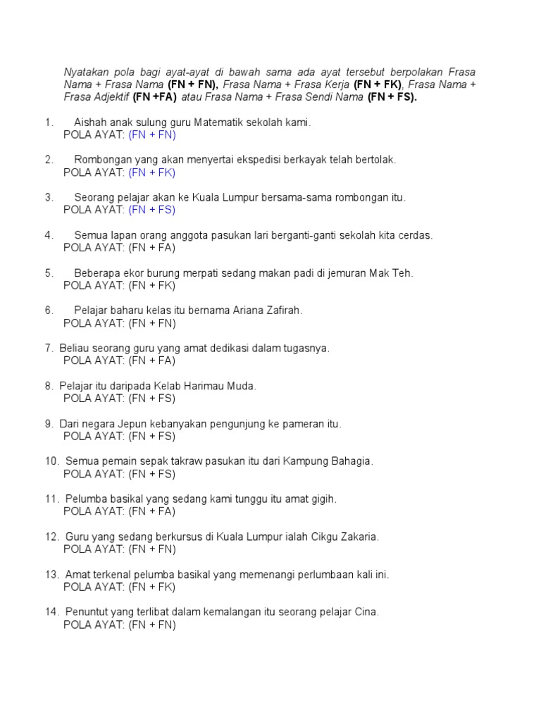 Latihan Pola Ayat | PDF