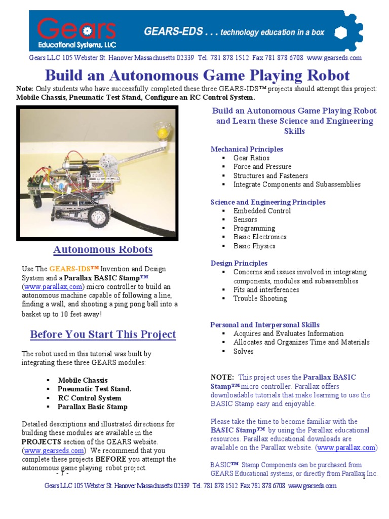 Build An Autonomous Game Playing Robot | PDF | Switch | Robot
