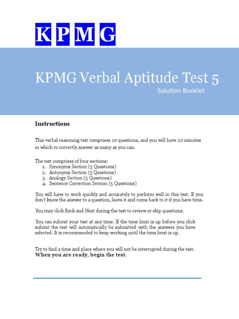 KPMG CRITICAL Test 5 Solution | PDF | Reason | Conformity