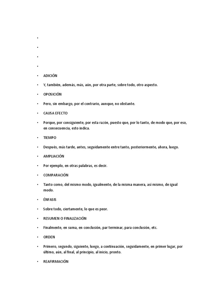 Conectores y Transiciones en Español | PDF | Artes del Lenguaje y ...