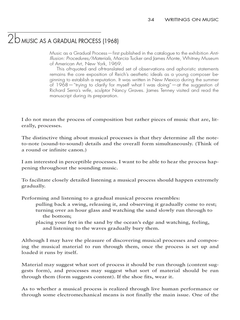 REICH - Music As A Gradual Process | PDF | Sound