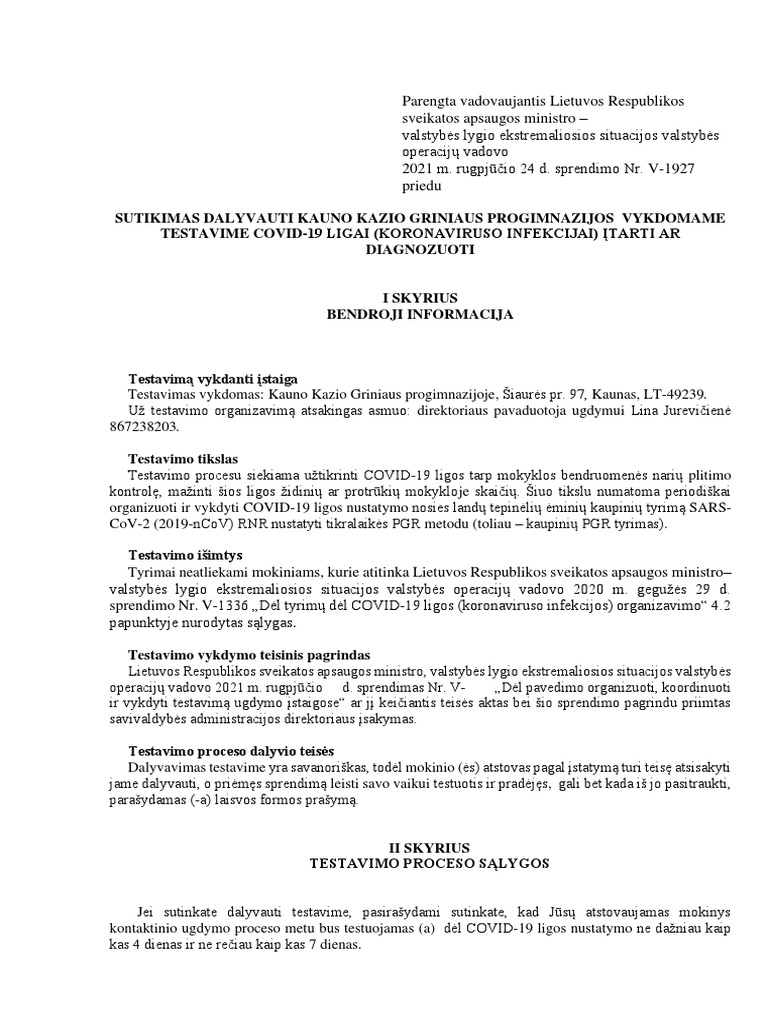 Sutikimas 1-4 KlasiuN | PDF