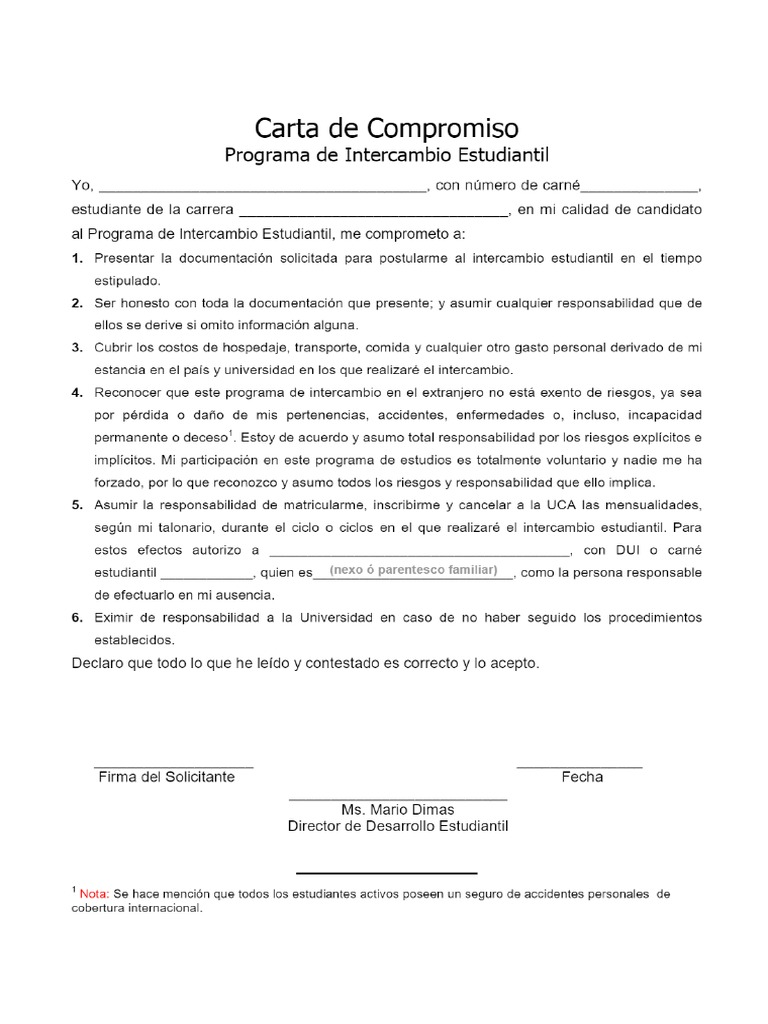 Carta de Compromiso | PDF