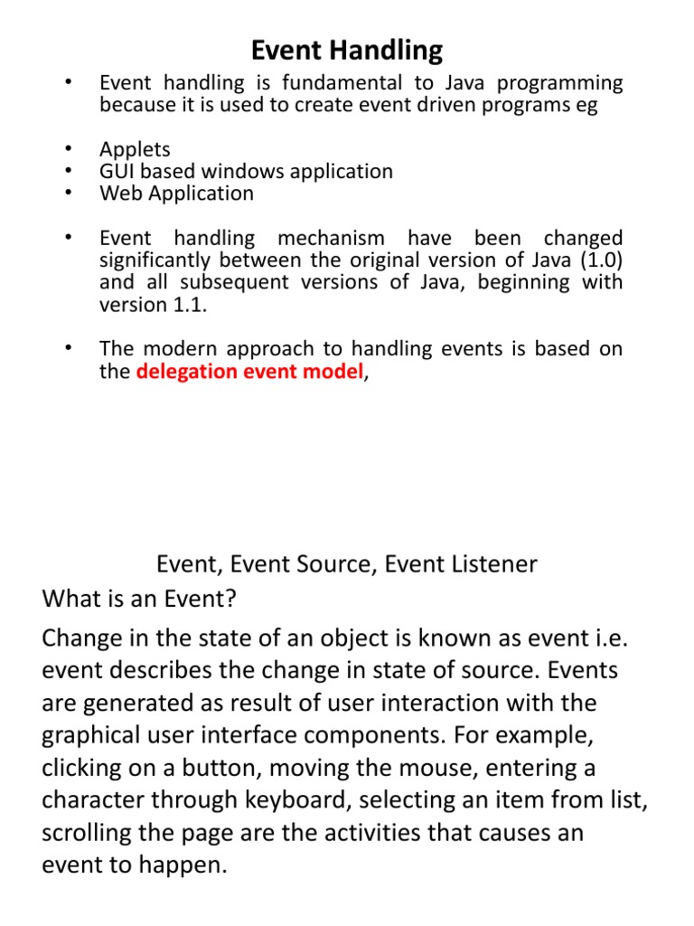 Bsc 2ndsem Java Lecture 11 Event Handling Pdf Class Computer Programming Method